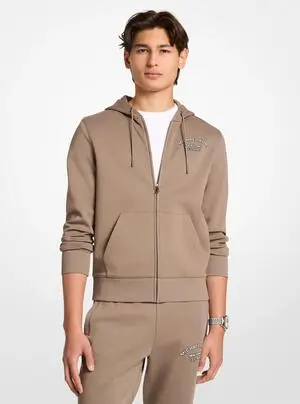 Michael Kors Logo Cotton Blend Zip-up Hoodie - Grey