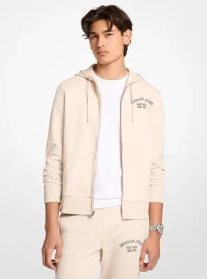 Michael Kors Logo Cotton Blend Zip-up Hoodie - Natural