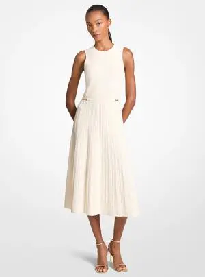 Michael Kors Stretch Knit Midi Dress - Natural