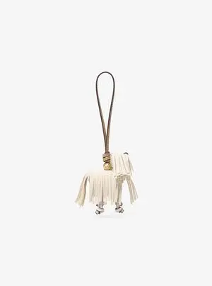 Michael Kors Leather Shaggy Dog Bag Charm - Natural
