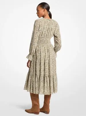 Michael Kors Floral Print Georgette Midi Dress