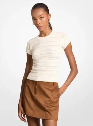Michael Kors Knit Short-sleeve Top - Natural