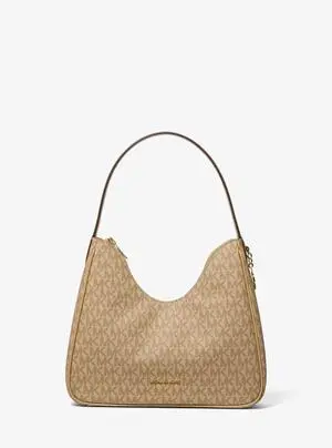 Michael Kors Nayla Small Signature Logo Hobo Shoulder Bag - Brown