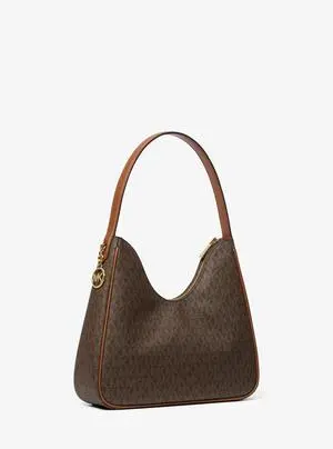 Michael Kors Nayla Small Signature Logo Hobo Shoulder Bag - Brown