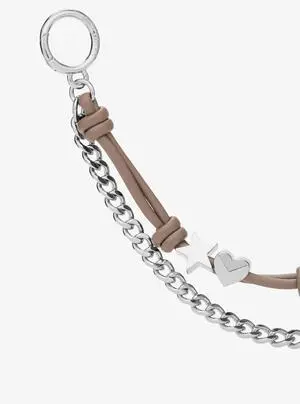 Michael Kors Silver-tone Charm And Chain Bag Charm - Grey