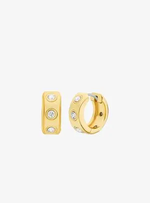 Michael Kors Pavé Logo Huggie Earrings In By - Gold