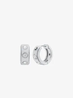 Michael Kors Pavé Logo Huggie Earrings - Silver