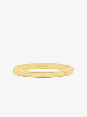 Michael Kors Cubic Zirconia Logo Bangle Bracelet - Gold