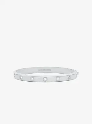 Michael Kors Cubic Zirconia Logo Bangle Bracelet - Silver