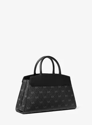 Michael Kors Greta Medium Signature Logo Satchel - Black