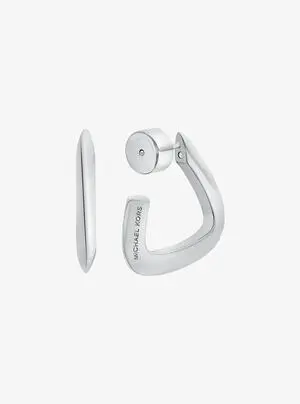 Michael Kors Square Hoop Earrings With Knife-cut Edges - Silver