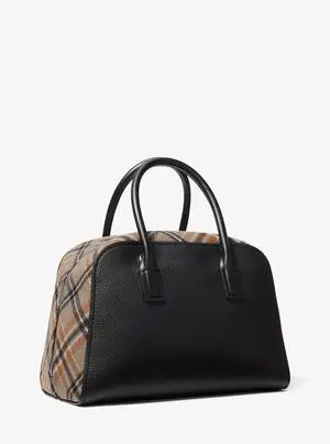 Michael Kors Ashton Medium Smooth And Plaid Wool Blend Satchel