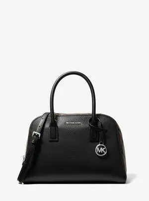 Michael Kors Ashton Medium Smooth And Plaid Wool Blend Satchel