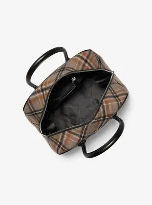 Michael Kors Ashton Medium Smooth And Plaid Wool Blend Satchel
