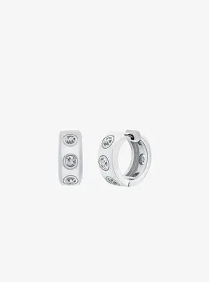 Michael Kors Logo Huggie Earrings In By - Silver