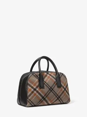 Michael Kors Ashton Small Plaid Print Wool Blend Messenger Bag