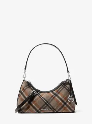 Michael Kors Sammy Small Plaid Print Wool Blend Convertible Crossbody Bag - Black