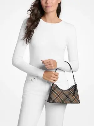 Michael Kors Sammy Small Plaid Print Wool Blend Convertible Crossbody Bag
