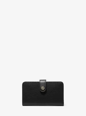 Michael Kors Jet Set Travel Medium Pebbled Leather Billfold Wallet - Black