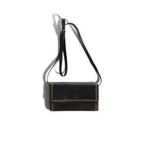 Miu Miu Leather Wallet With Shoulder Strap - Black