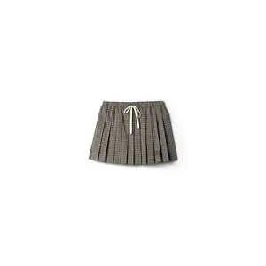 Miu Miu Pleated Checked Flannel Miniskirt