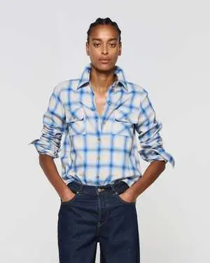 Serena Bute Brushed Cotton Check Shirt - Blue