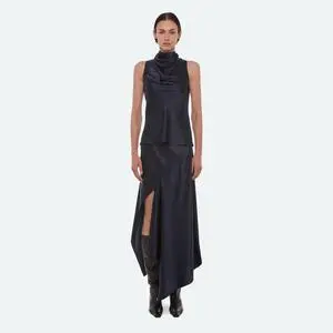 Helmut Lang Silk Slip Skirt - Navy