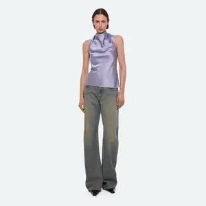 Helmut Lang Silk Tie-neck Top - Aleutian