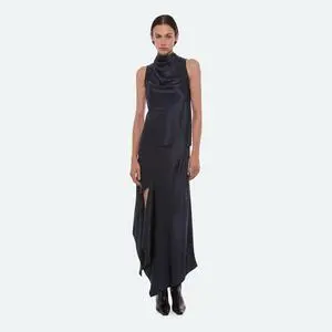 Helmut Lang Silk Tie-neck Top - Navy