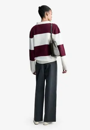 A.p.c. Luis Polo White And Wool Rugby Polo Shirt Tgc - Burgundy