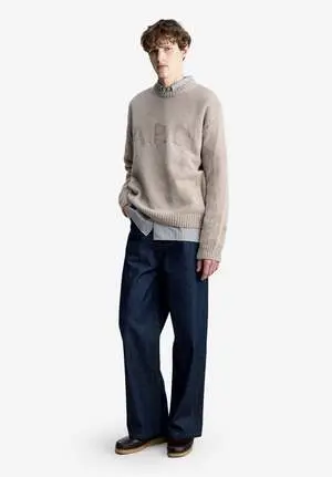 A.p.c. George Sweater Taupe Sweater With Tone-on-tone Logo Bae