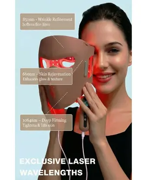 LOVERY 4d Laser Light Therapy Face Mask 8 X More Powerful Than Led Professional At-home Skin Rejuvenation - Mauve