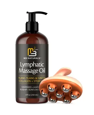 M3 Naturals Lymphatic Massage Oil And Roller Kit Ylang Ylang And Ginger 8 Fl Oz - No Color