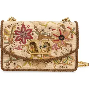 Valentino Garavani Vlogo Embroidered Silk Shoulder Bag