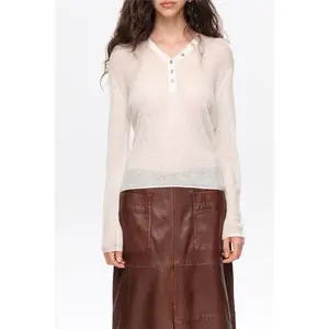Bimba Y Lola Ribbed Sweater With Buttoned V-neckline - Ivory