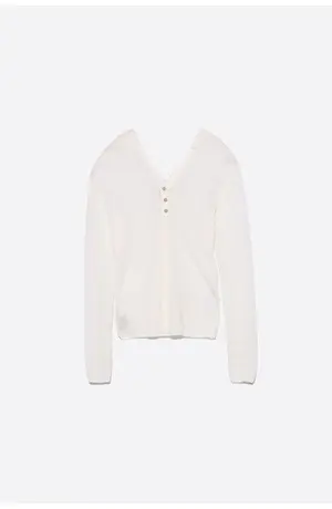 Bimba Y Lola Ribbed Sweater With Buttoned V-neckline