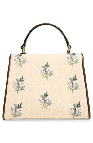 Valentino Garavani Small Vsling Embroidered Linen Top Handle Bag