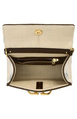 Valentino Garavani Small Vsling Embroidered Linen Top Handle Bag
