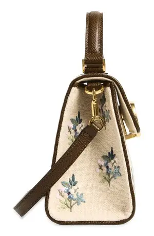Valentino Garavani Small Vsling Embroidered Linen Top Handle Bag