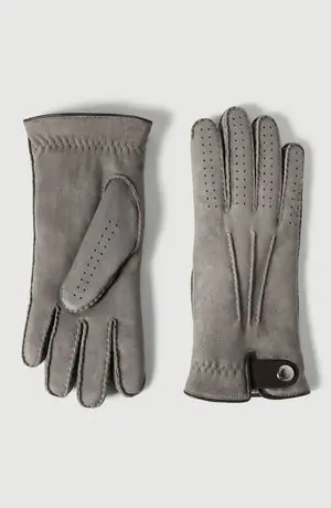 Brunello Cucinelli Suede Shearling Gloves - Medium Grey