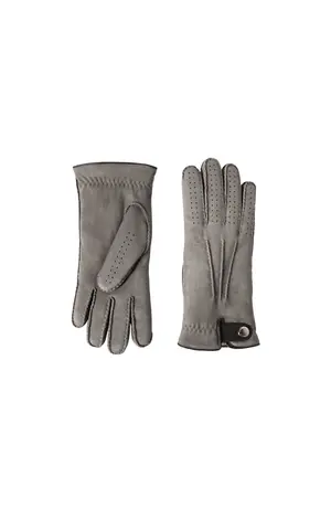 Brunello Cucinelli Suede Shearling Gloves - Medium Grey