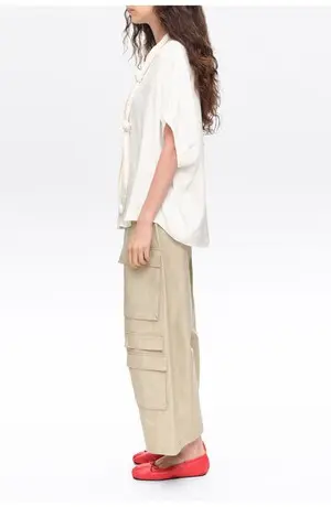 Bimba Y Lola Knotted Neckline Cape Shirt - White