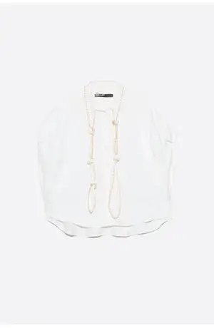 Bimba Y Lola Knotted Neckline Cape Shirt - White