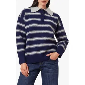 Habitual Stripe Oversize Polo Sweater - New Navy