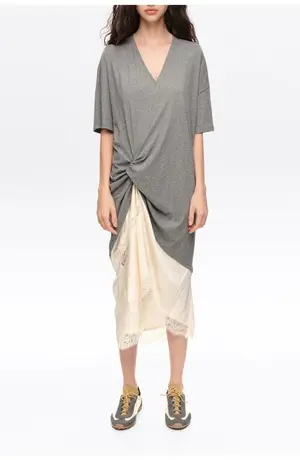 Bimba Y Lola Two-material Knot T-shirt Dress