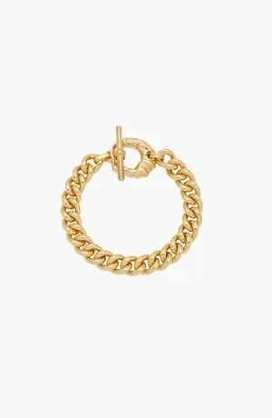 YOJ Coral Collection Chunky Curb Chain Bracelet With T-bar Clasp - Gold