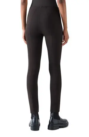 Akris Leather Front Jersey Back Leggings - Espresso