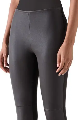 Akris Leather Front Jersey Back Leggings - Espresso