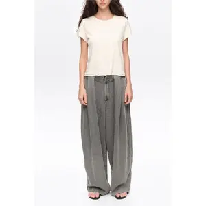 Bimba Y Lola Wide Leg Fluid Denim Trousers