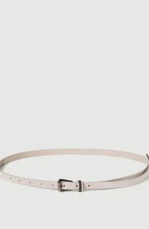 Brunello Cucinelli Suede Skinny Belt With Shiny Loop - Buff